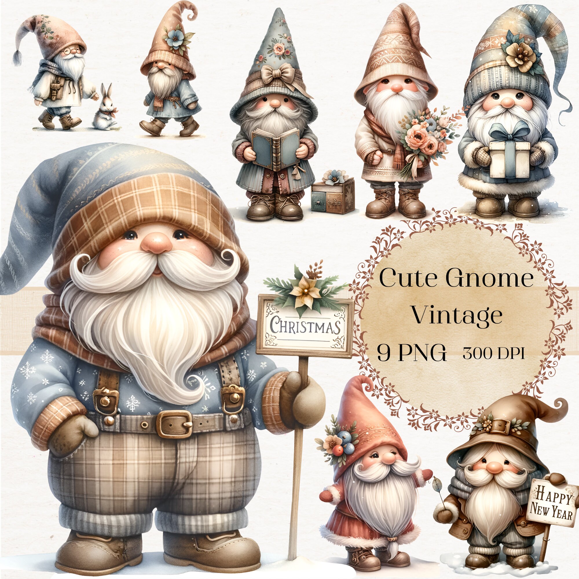 Christmas Gnome Clipart Png Christmas Clipart Winter Gnome - Etsy