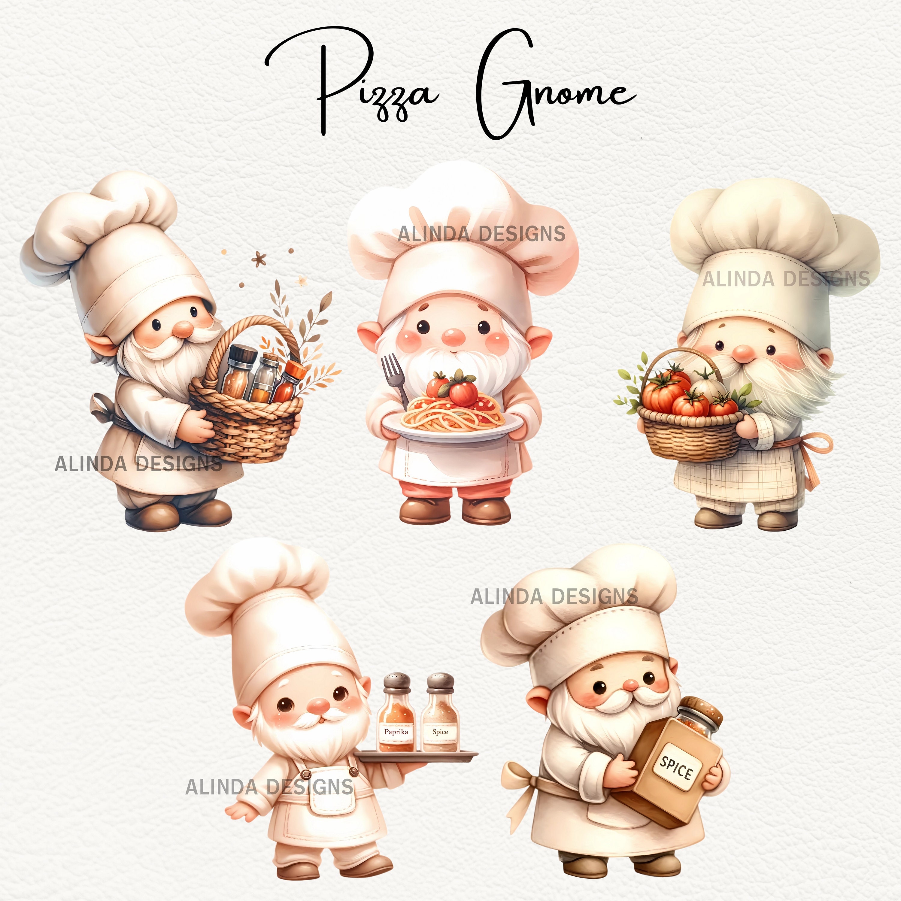 Gnome Chef Making Pizza Clipart, Cute Gnome Pizza Clipart, Cute Chef ...