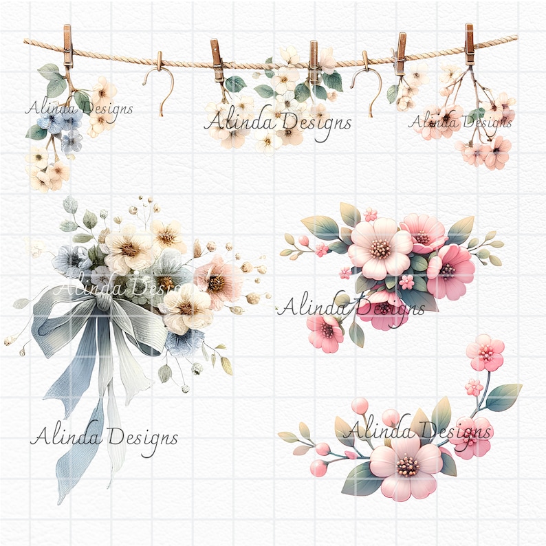 Boho Baby Clothes Clipart: Watercolor PNG, Nursery Decor (digital ...