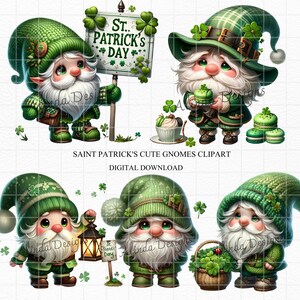 St. Patrick's Day Gnome Clipart: Irish Shamrock PNG (digital Download ...