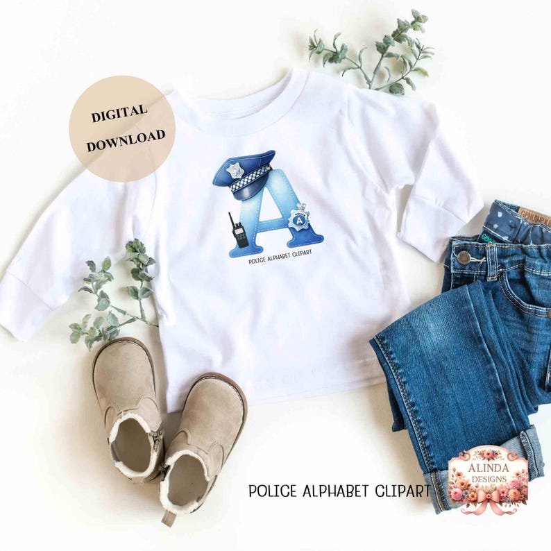 Police Alphabet Letters & Numbers PNG, Cute Cop Clipart, Blue Police ...