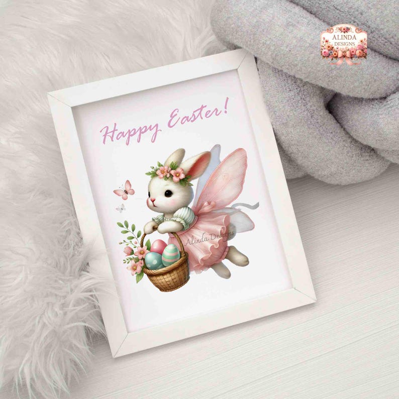 Easter Bunny Clipart, Spring Floral Illustrations - Etsy
