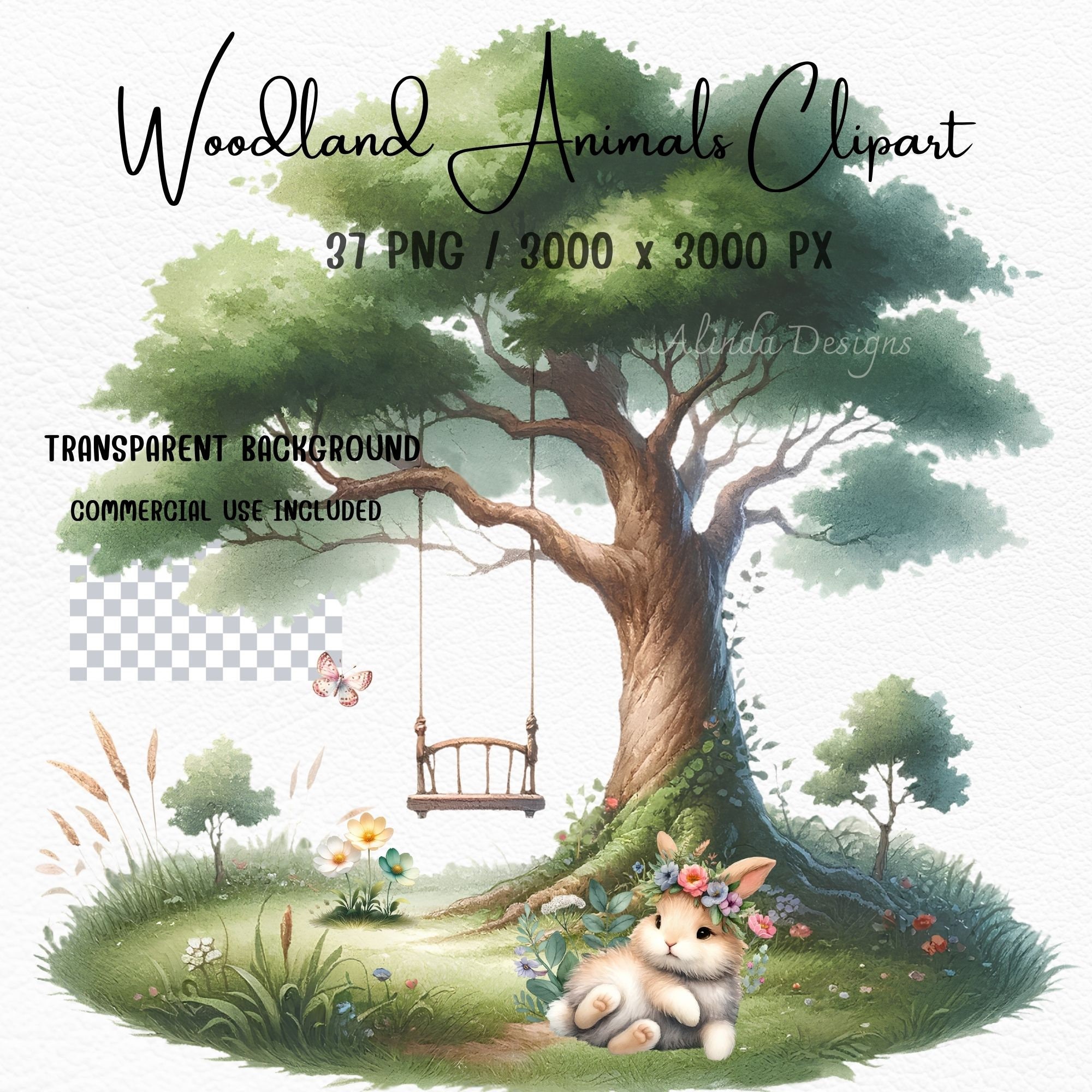 Woodland Animals Watercolor Clipart, Forest Animal Illustrations, Cute ...