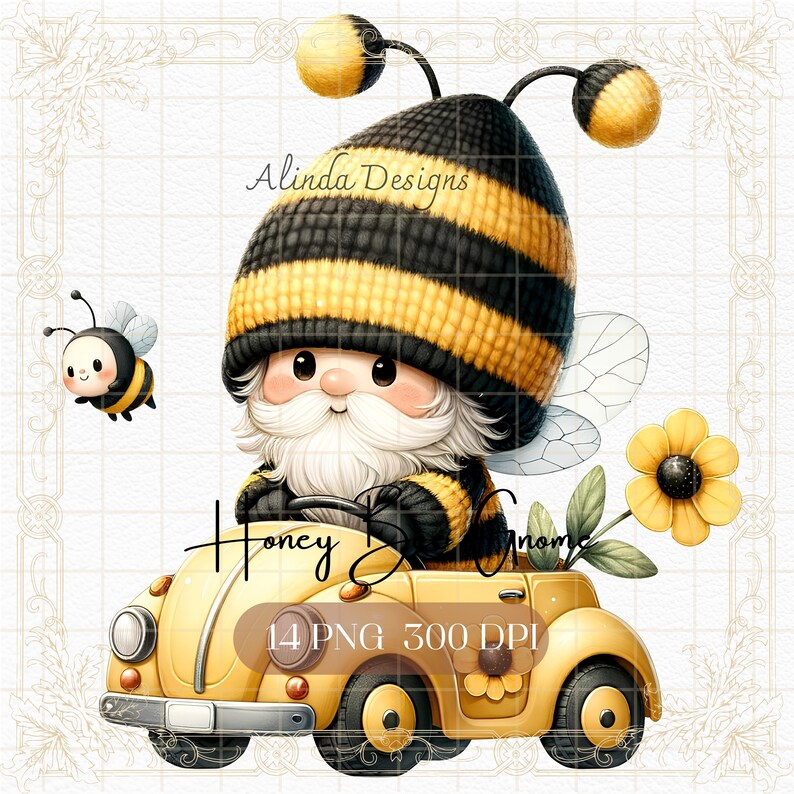 Honey Bee Gnome Clipart, Cute Bee Themed Gnome, Scrapbooking ...