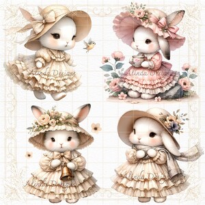 Spring Rabbit Clipart PNG, Cute Bunny Graphics, Seasonal Digital ...