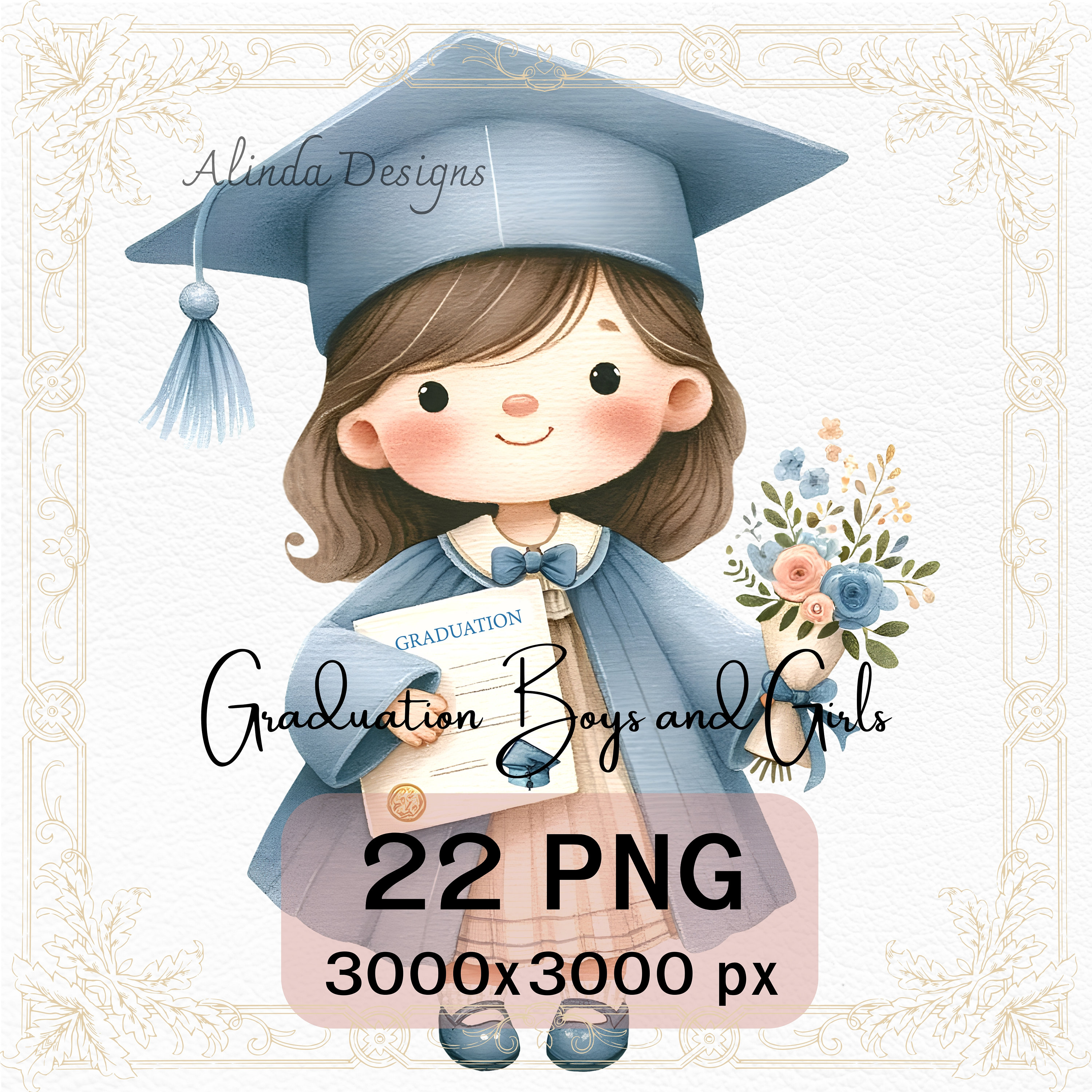 Clipart de graduación: Niños y niñas con togas y birretes (22 PNG ...