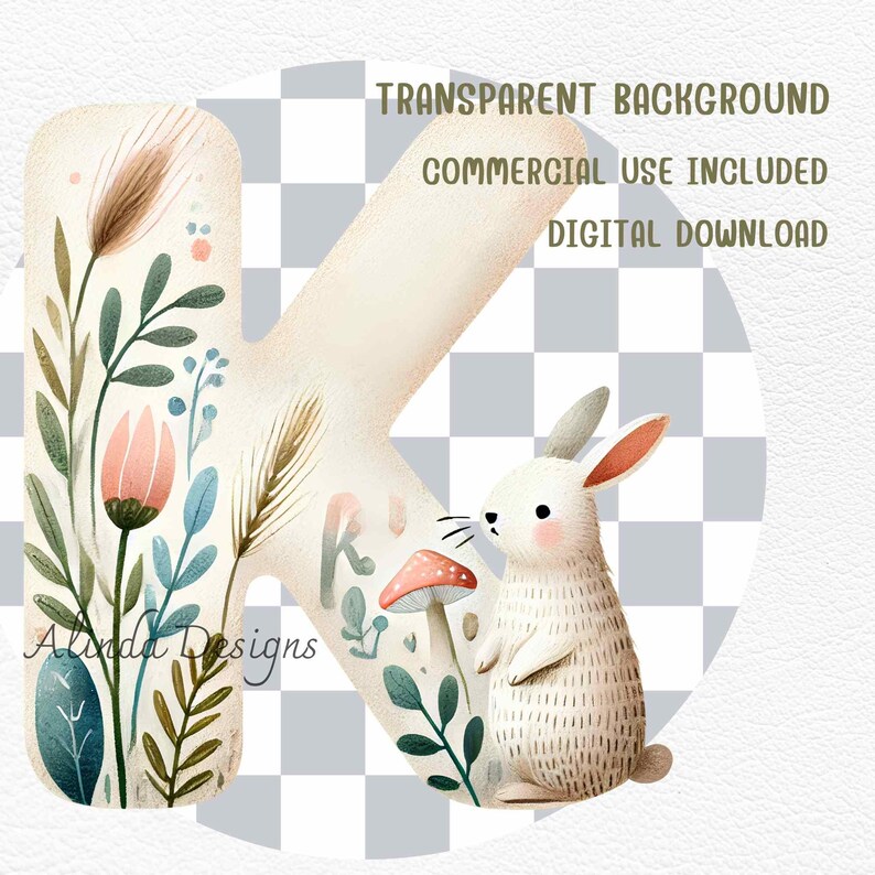 Woodland Animal Alphabet Clipart, Cute Forest Letters PNG, Pastel ...