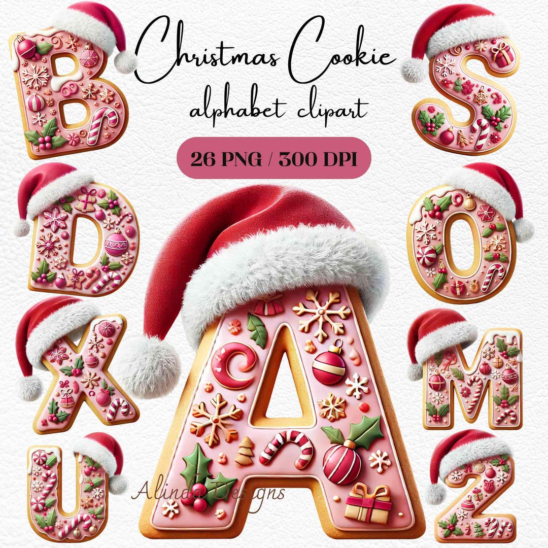 Christmas Cookie Alphabet Clipart, Gingerbread Letter, Christmas Cards ...