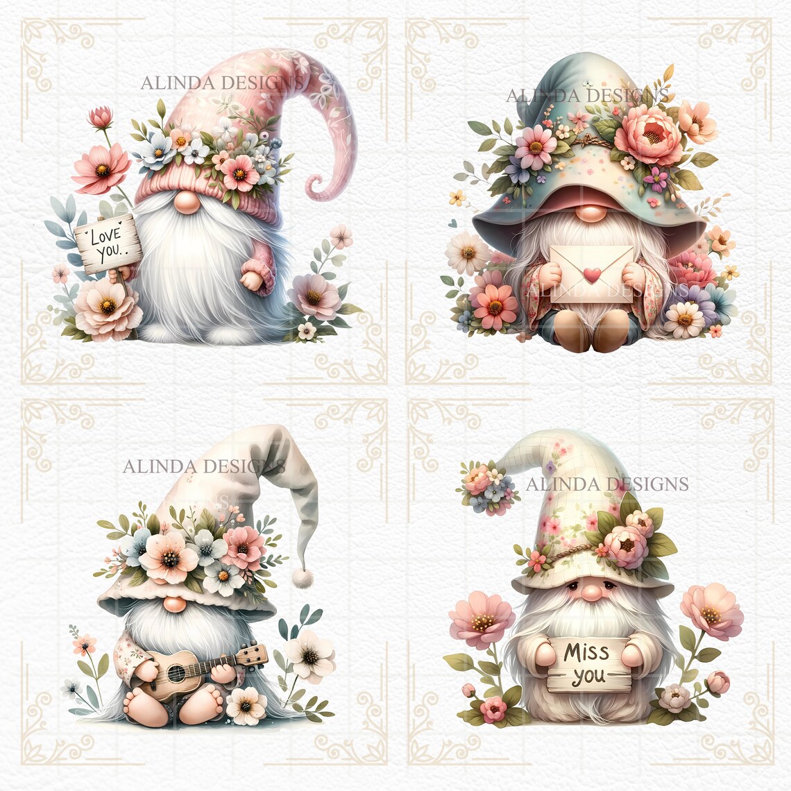 Spring Gnomes Clipart, Cute Gnome Clipart, Nursery Art, Baby Spring ...