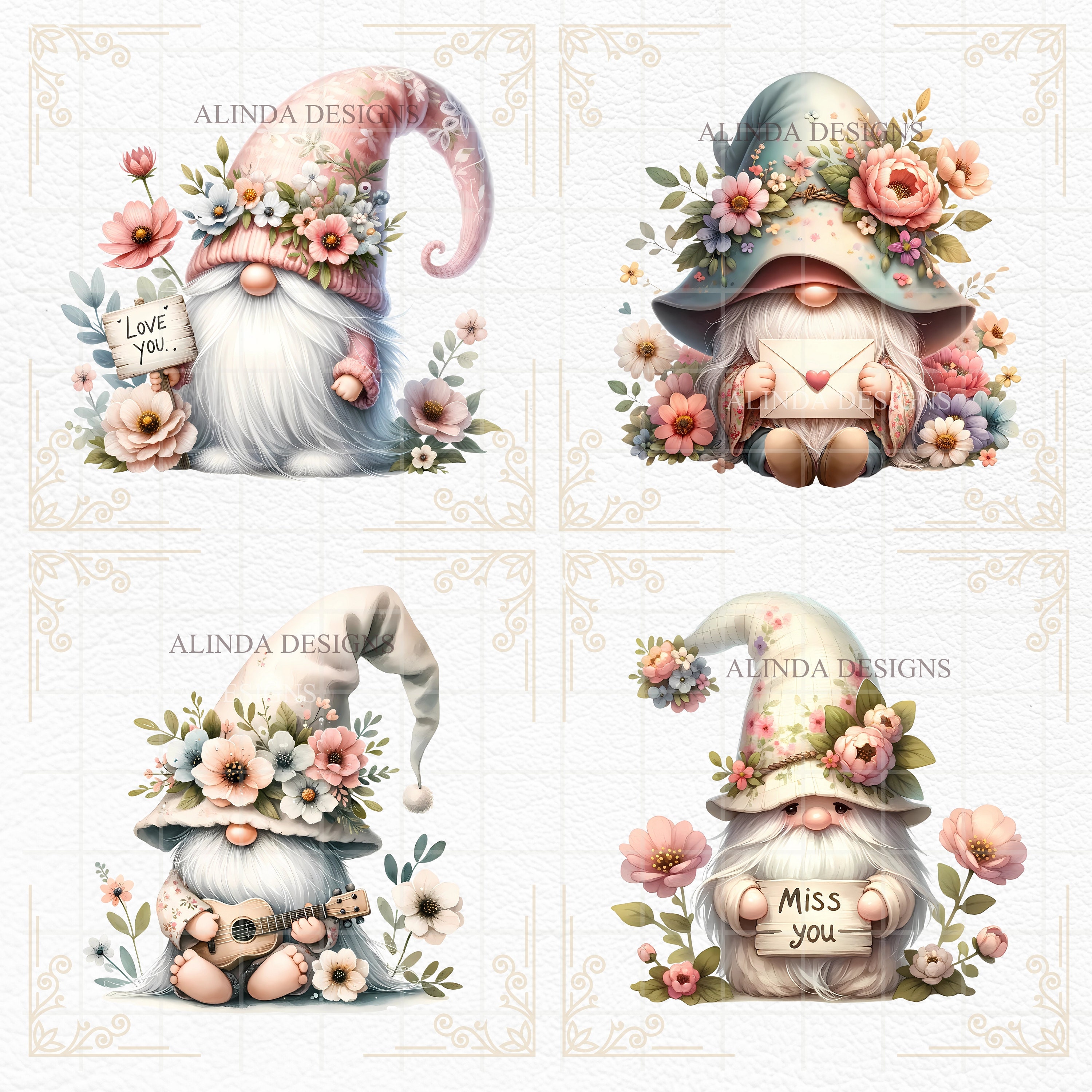 Spring Gnomes Clipart, Cute Gnome Clipart, Nursery Art, Baby Spring ...