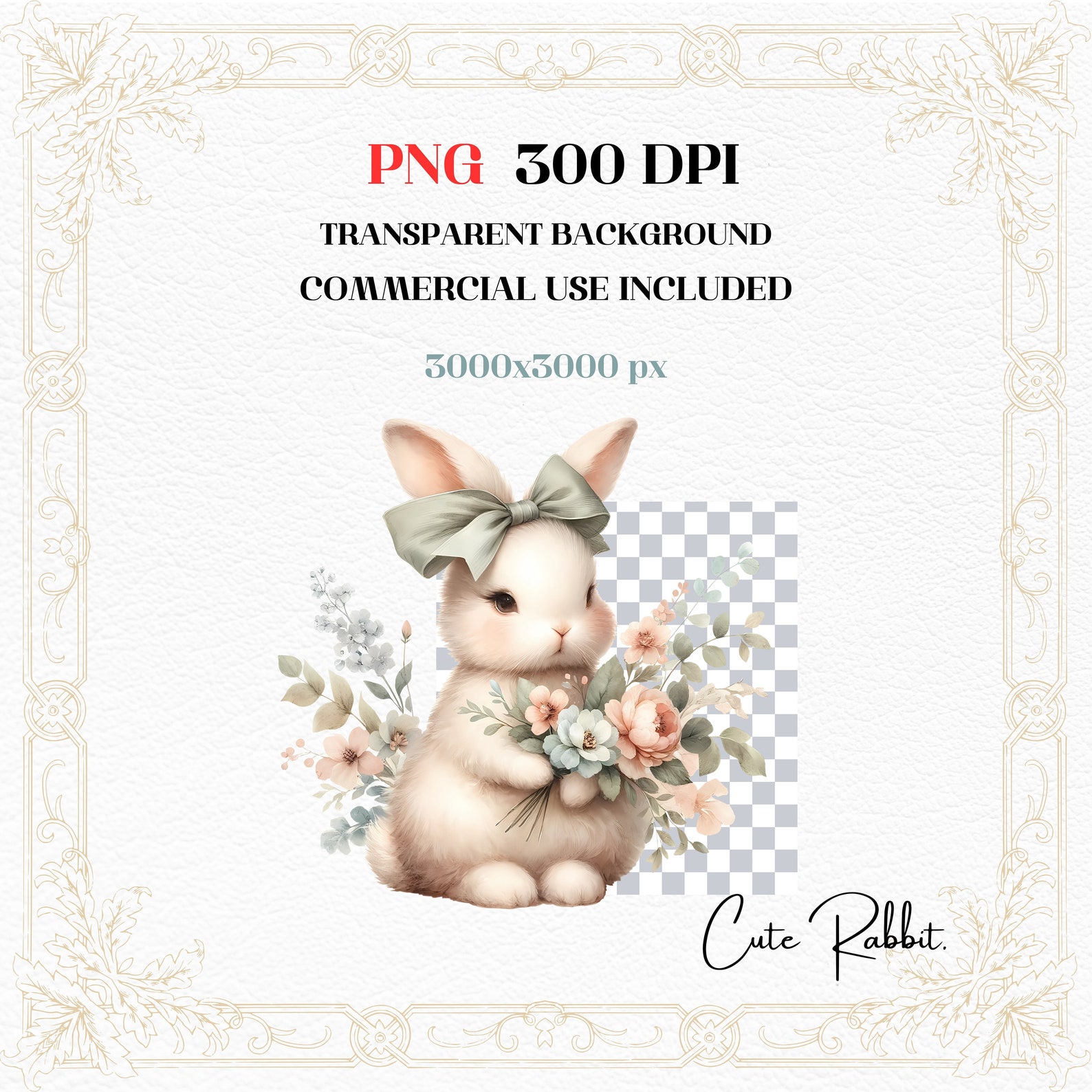 Bunnies Clipart, Nursery Spring Clipart, Children, Cherry Blossom ...