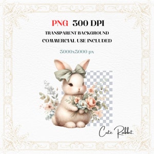 Bunnies Clipart, Nursery Spring Clipart, Children, Cherry Blossom ...