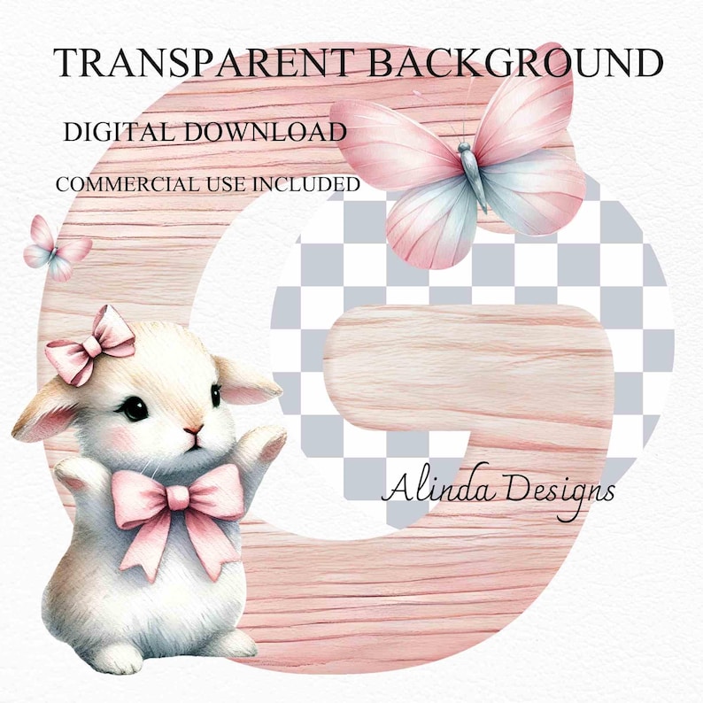 Bunny Alphabet Clipart, Adorable Pastel Letters With Bunnies ...