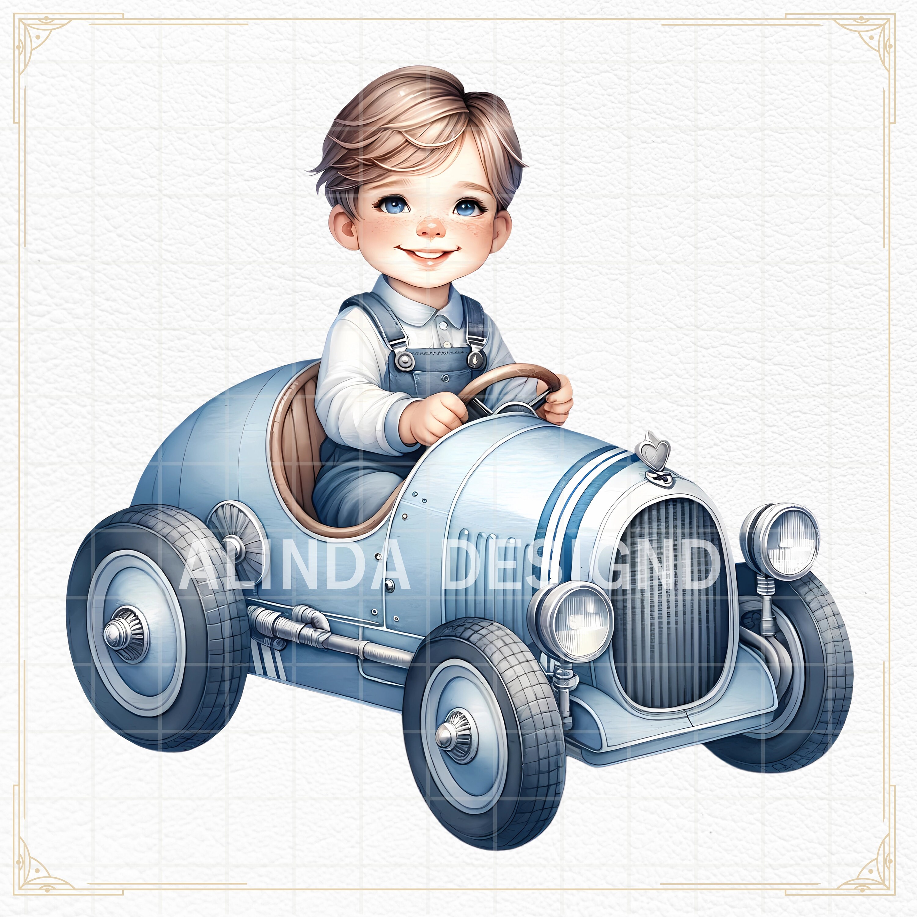 Watercolor Racecar Birthday Clipart Bundle, Blue Race Car Happy ...