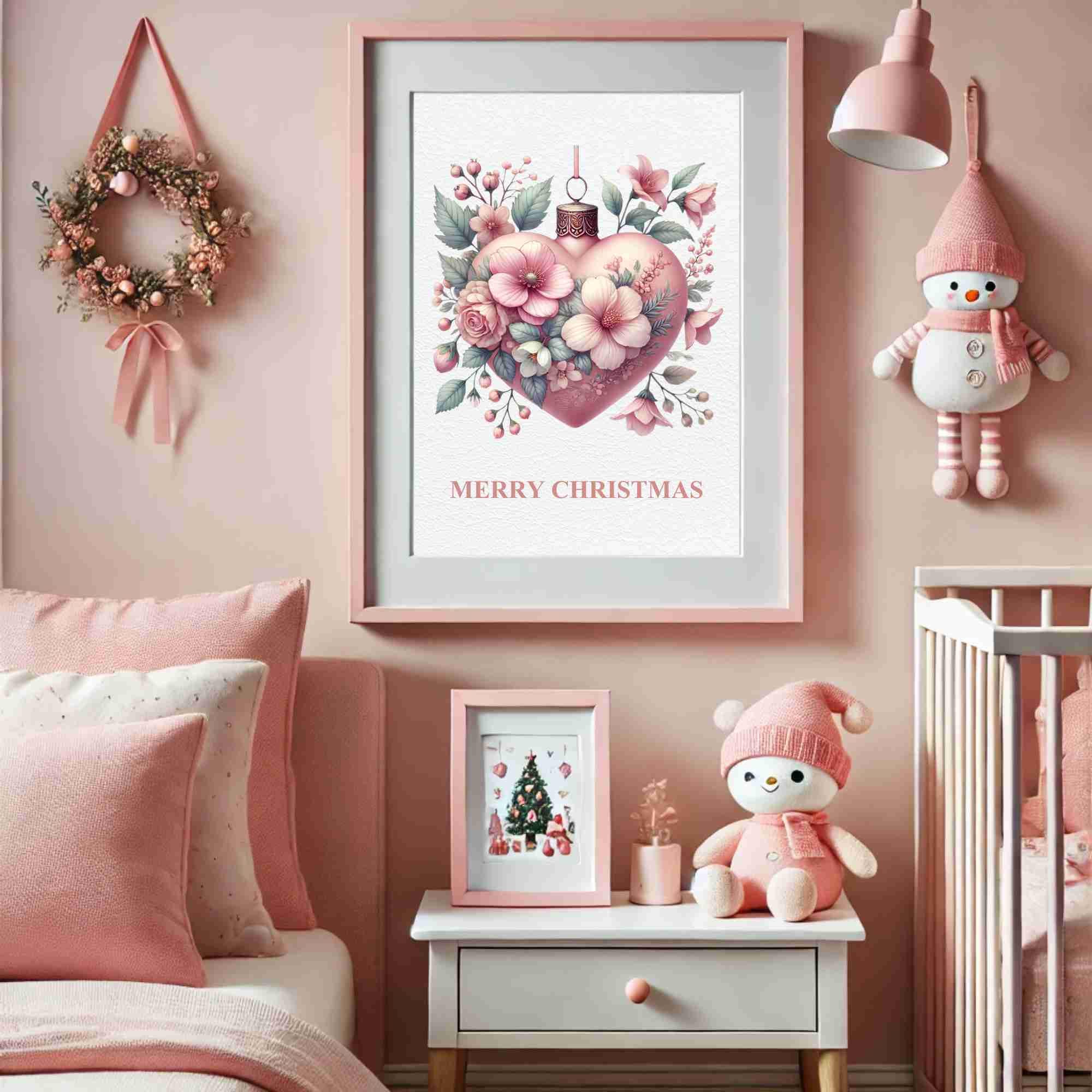 Watercolor Pink Christmas Clipart Bundle: Pastel Holiday PNG (digital ...