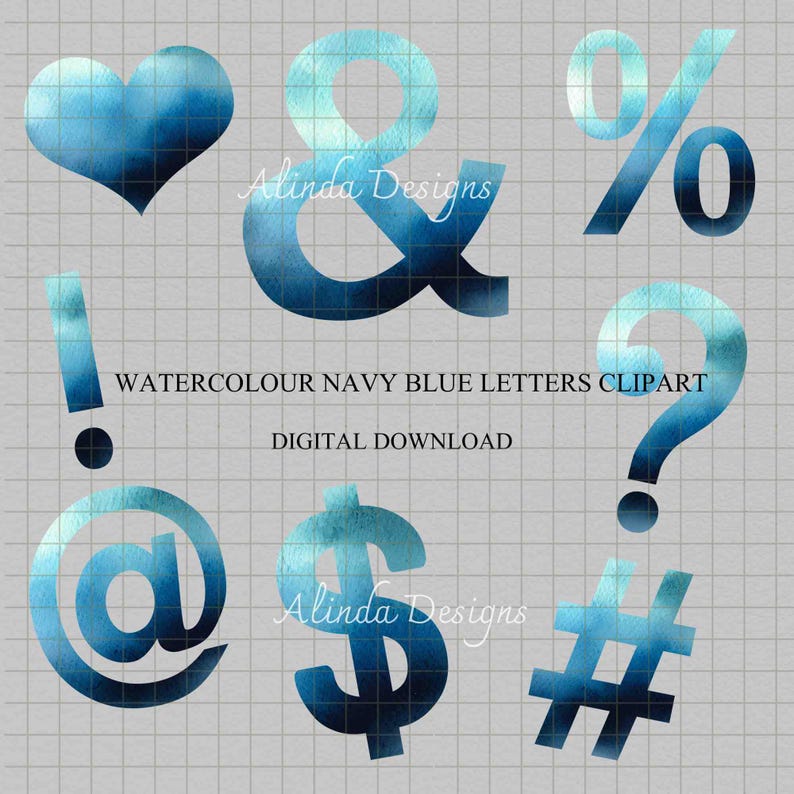 Watercolor Navy Blue Letters Clipart, Alphabet PNG Transparent ...