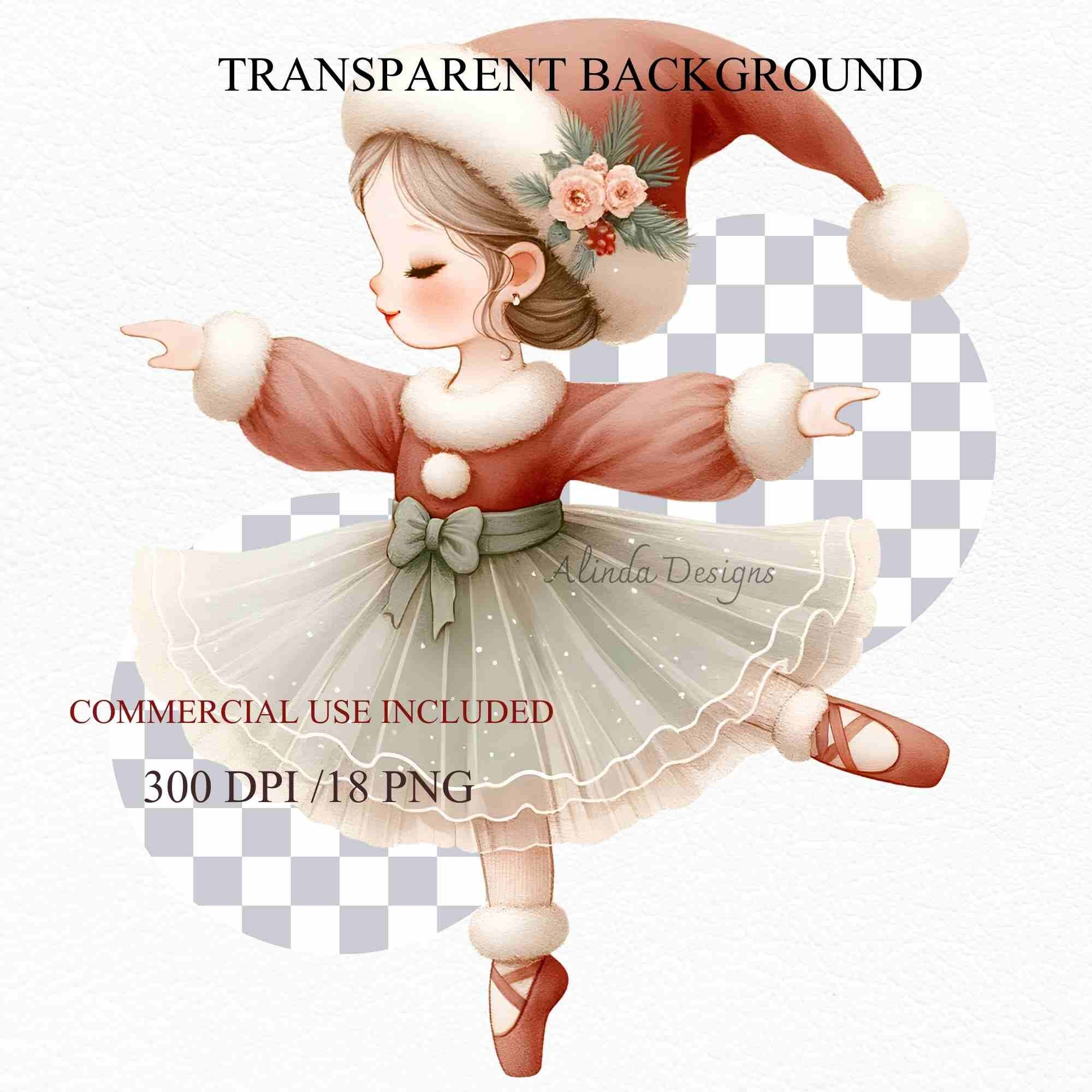 Watercolor Christmas Ballerina Clipart Set: Holiday Ballet PNG (digital ...