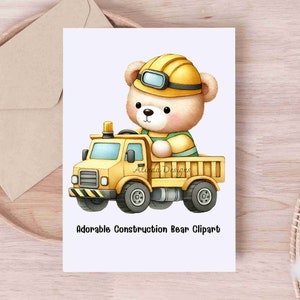Adorable Construction Bear Clipart, Digital Download, Cute Construction ...