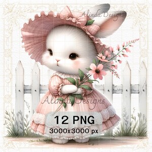 Spring Rabbit Clipart PNG, Cute Bunny Graphics, Seasonal Digital ...