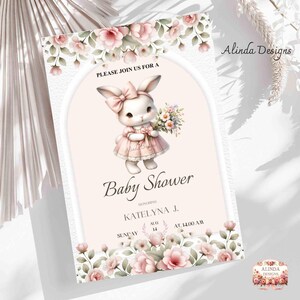 Cute Easter Bunny and Flowers Clipart, Spring Illustrations, Easter ...