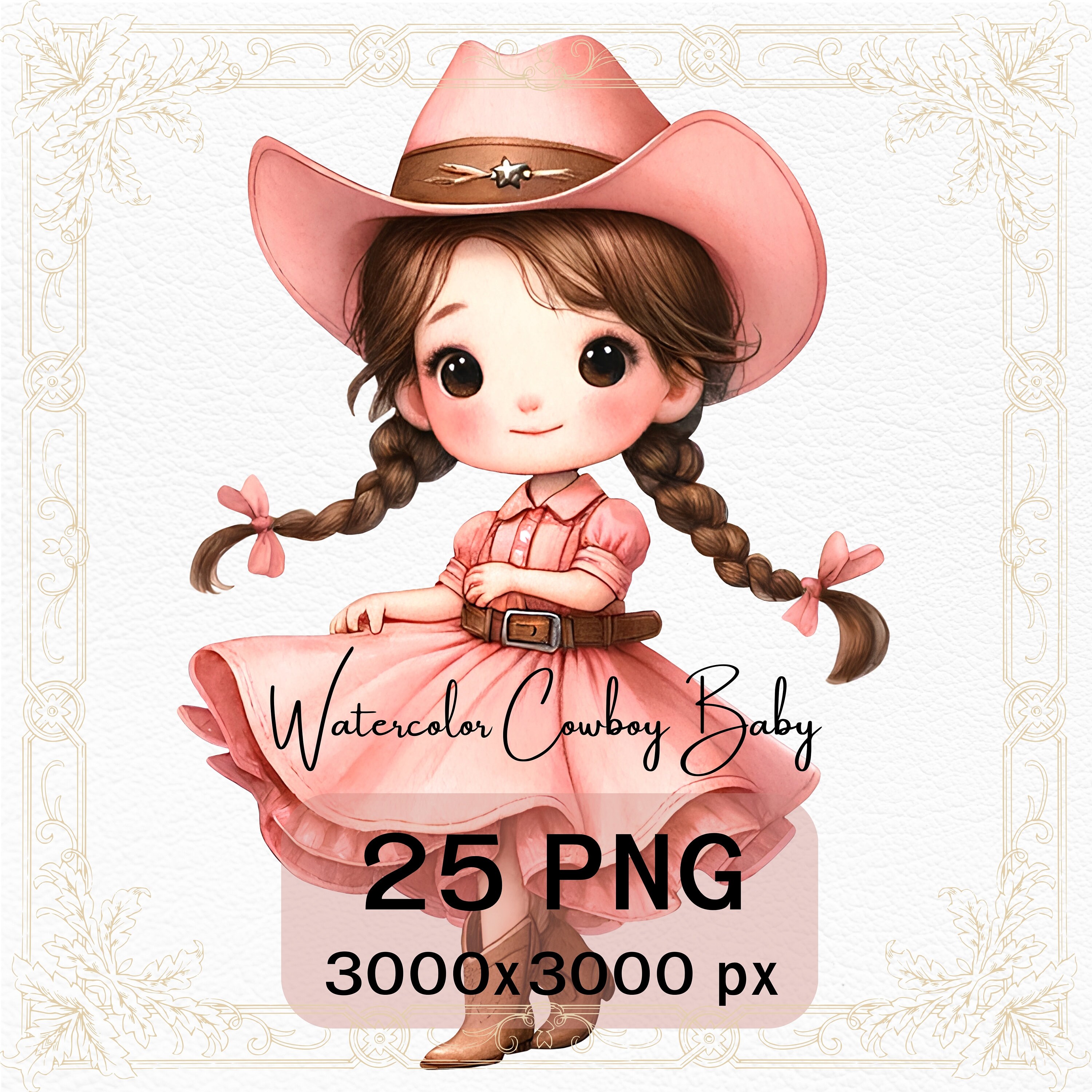 Watercolor Cowboy Baby Clipart, Cute Western Theme Nursery Art, Digital ...