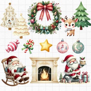 Watercolor Santa Clipart, Christmas PNG Images (digital Download) - Etsy