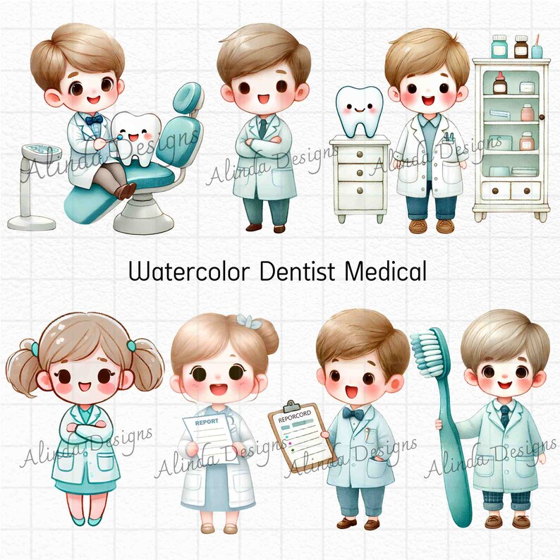 Watercolor Dentist Medical Clipart, Dental Hygienist Illustrations ...