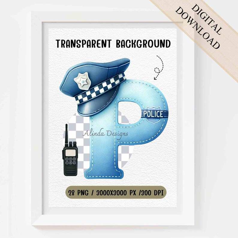 Police Alphabet Clipart, Western Police Letters, 26 PNG Files 300 DPI ...