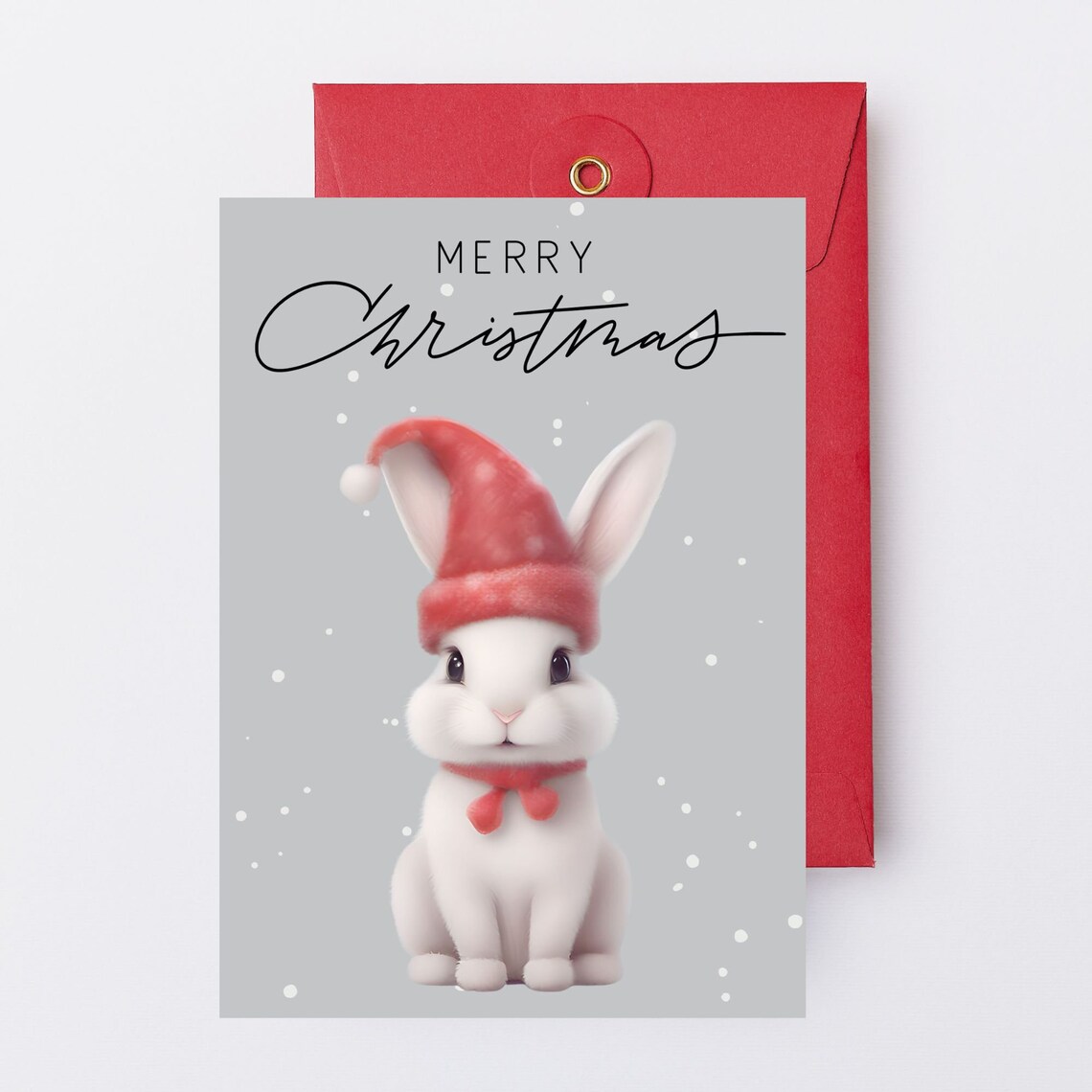 Card Christmas Printable Printable Christmas Card Bunny - Etsy