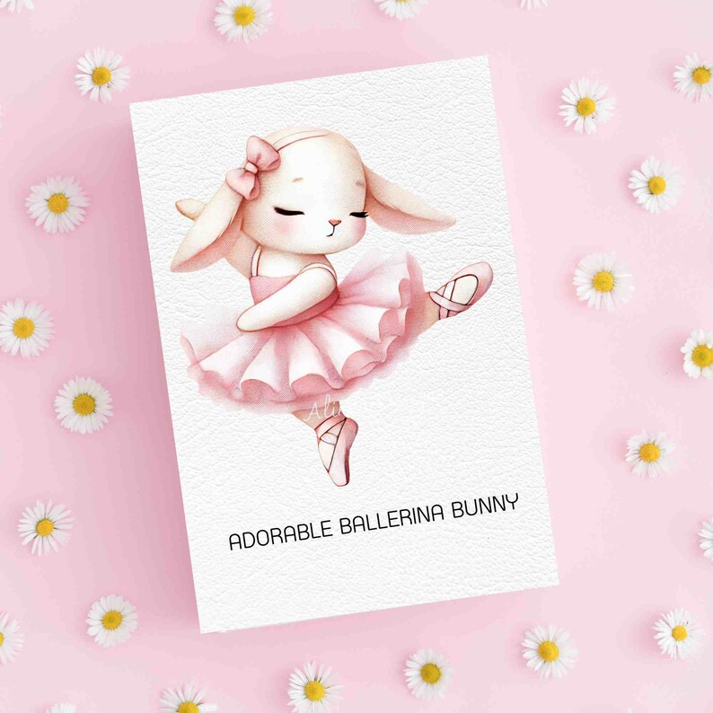 Adorable Ballerina Bunny Clipart, Cute Ballet Rabbit Illustration ...
