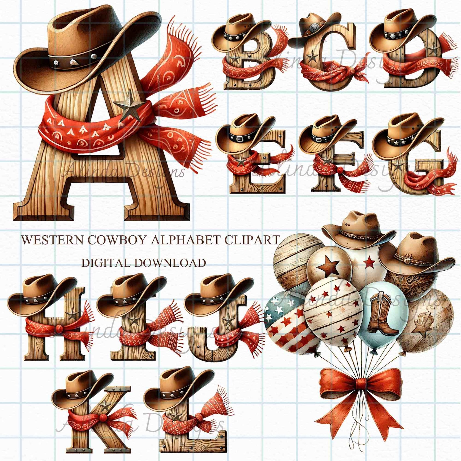 Western Cowboy Alphabet Clipart: Rustic Wood Letters (27 Pngs) - Etsy