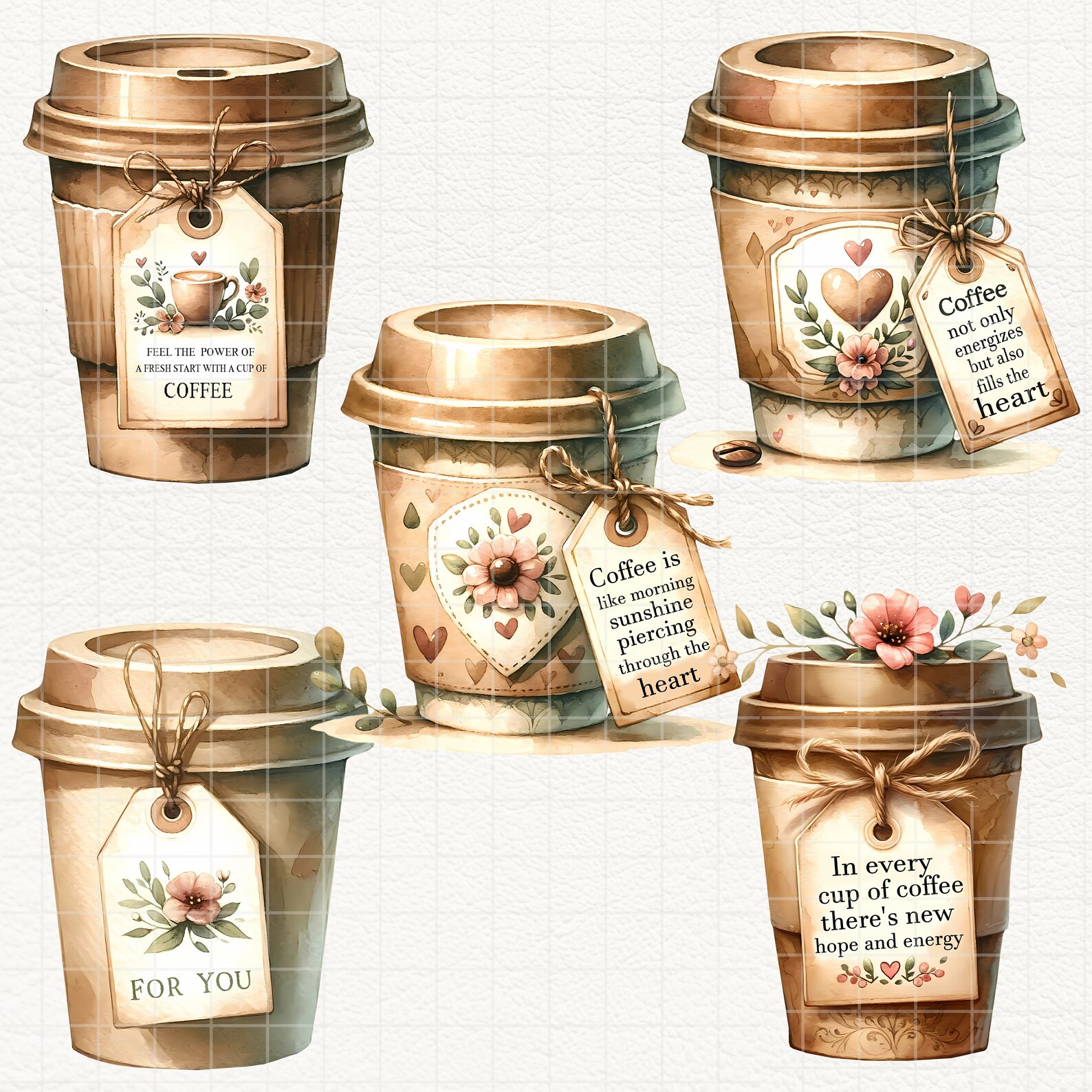 Watercolor Coffee Clipart, Cafe Clipart, Cute Coffee Clipart ...