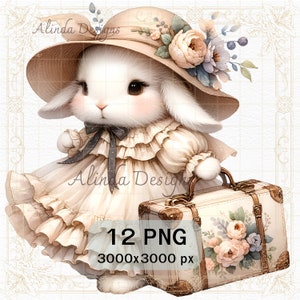 Spring Rabbit Clipart PNG, Cute Bunny Graphics, Seasonal Digital ...