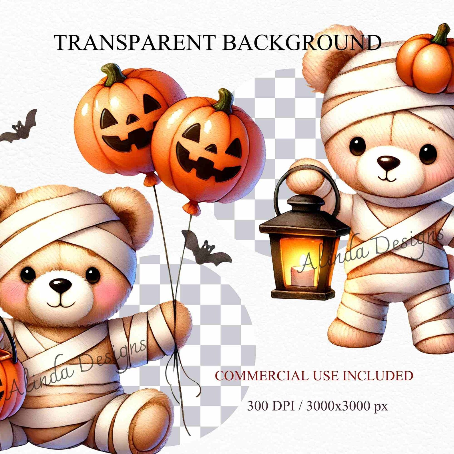 Spooky Halloween Teddy Bear Clipart: PNG Bundle (digital Download) - Etsy