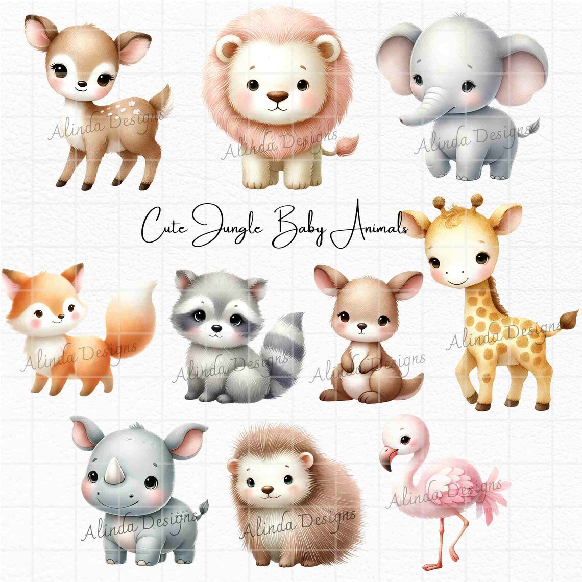 Adorable Jungle Baby Animals Clipart Set, Cute Digital Download for ...
