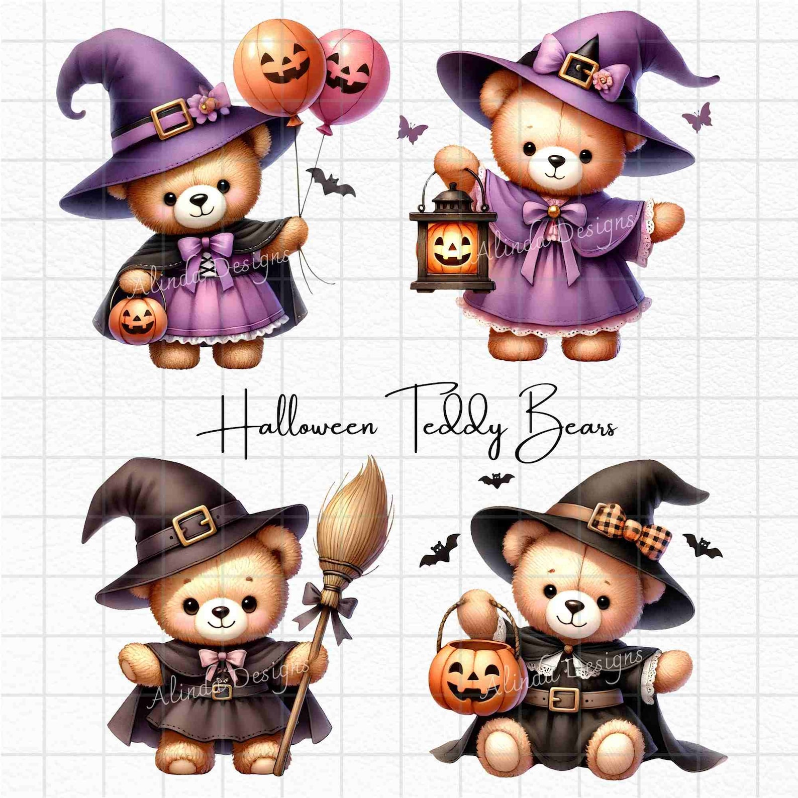 Spooky Halloween Teddy Bear Clipart: PNG Bundle (digital Download) - Etsy