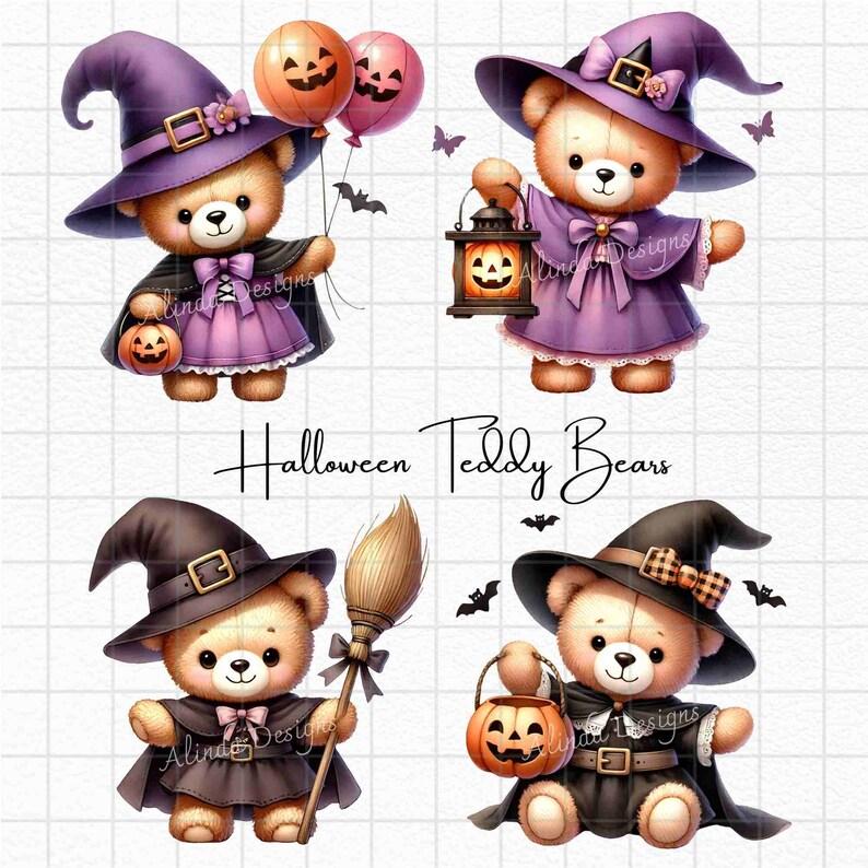 Spooky Halloween Teddy Bear Clipart: PNG Bundle (digital Download) - Etsy