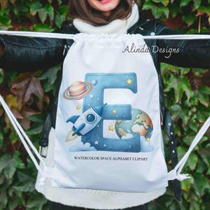 Watercolor Space Alphabet Clipart, Outer Space Letters A-Z, Kids Decor ...