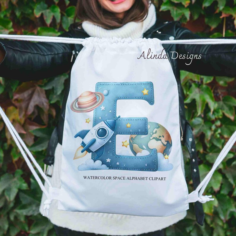 Watercolor Space Alphabet Clipart, Outer Space Letters A-Z, Kids Decor ...