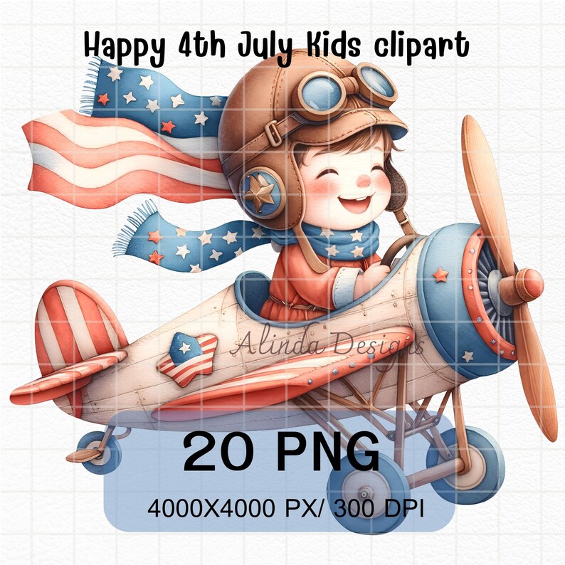 Happy 4th of July Kid Clipart, Patriotic Digital Download, Independence ...