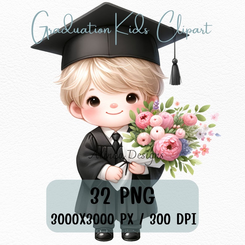 Graduation Kids Clipart: Preschool Students, Party Graphics (digital ...