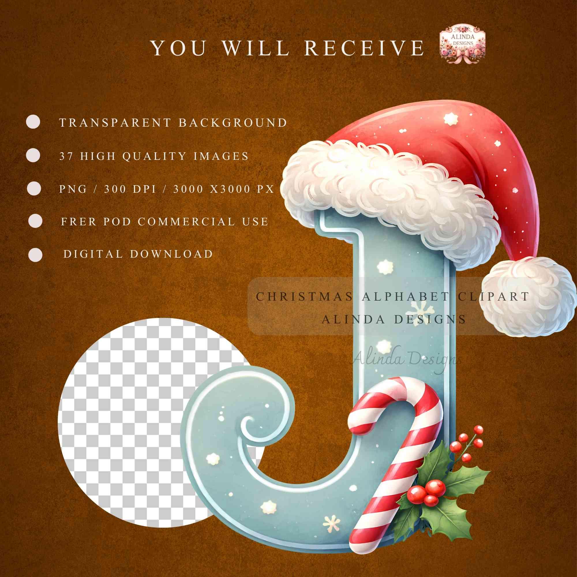 Christmas Watercolor Alphabet Clipart: Festive Holiday Letters ...