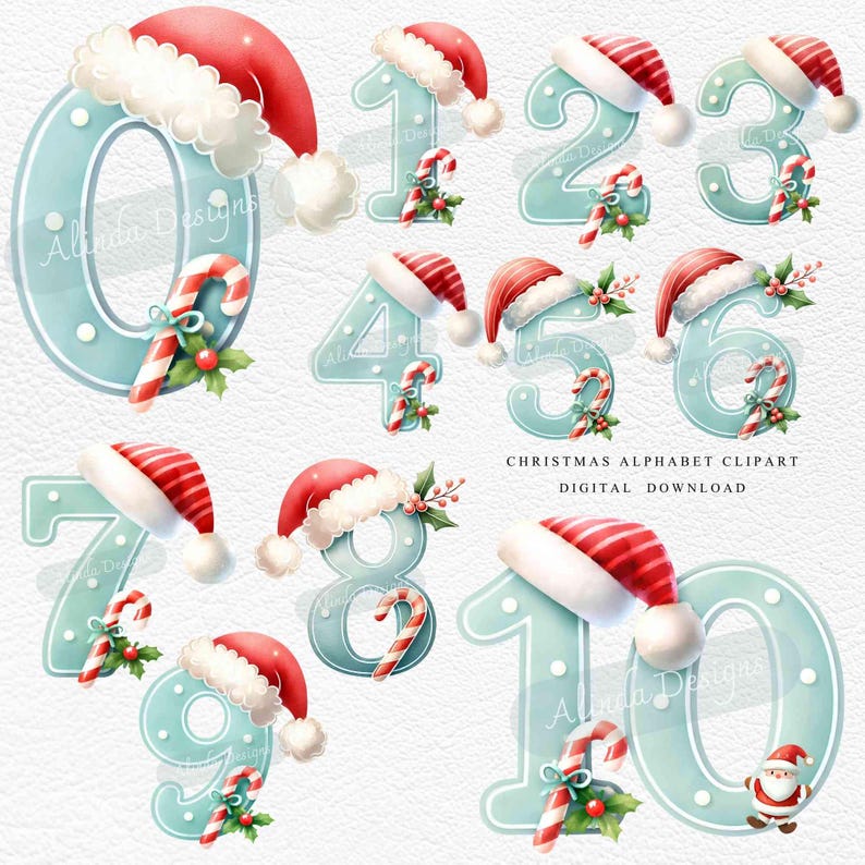 Christmas Watercolor Alphabet Clipart: Festive Holiday Letters ...