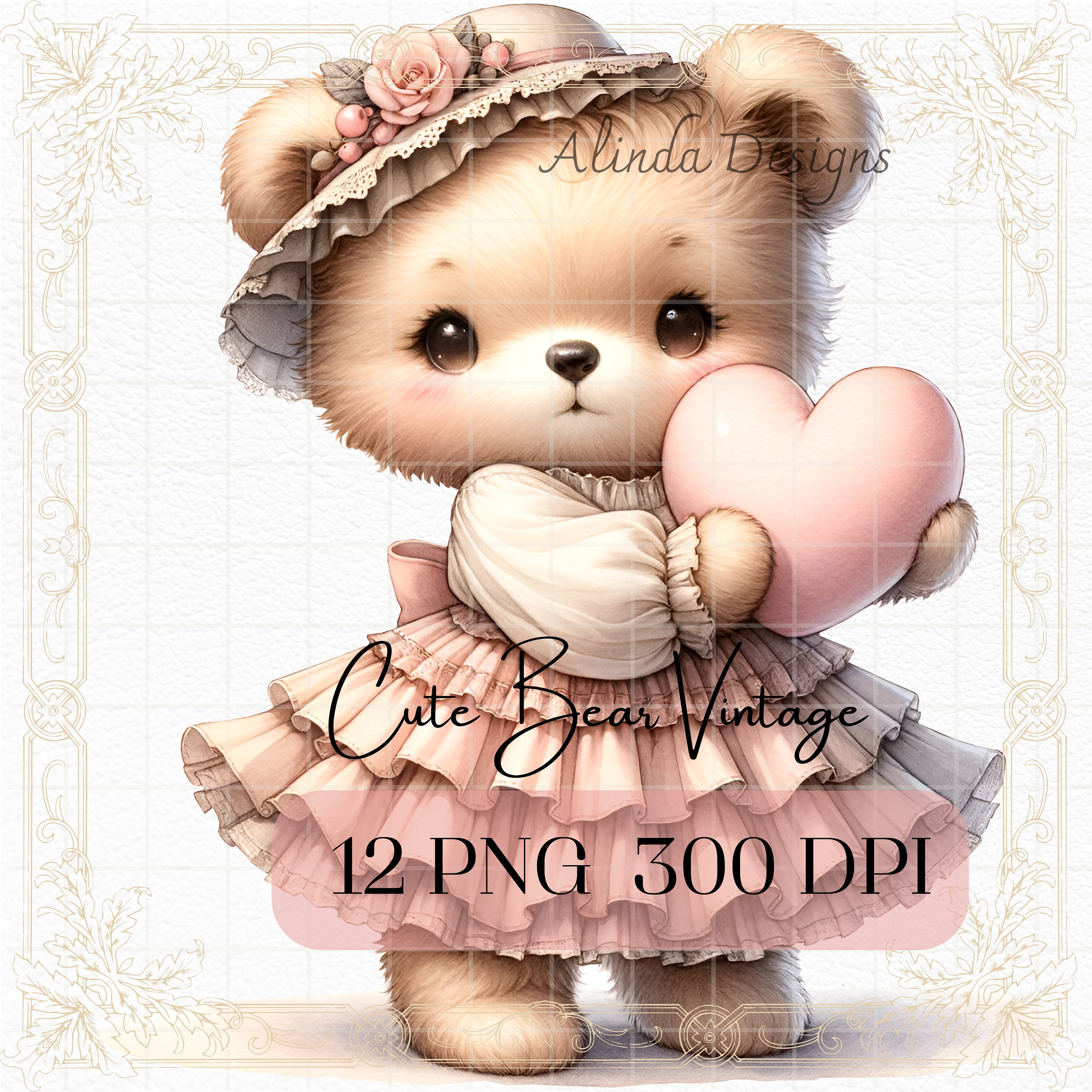 Vintage Teddy Bear Clipart: Retro Bear Illustrations (digital Download ...