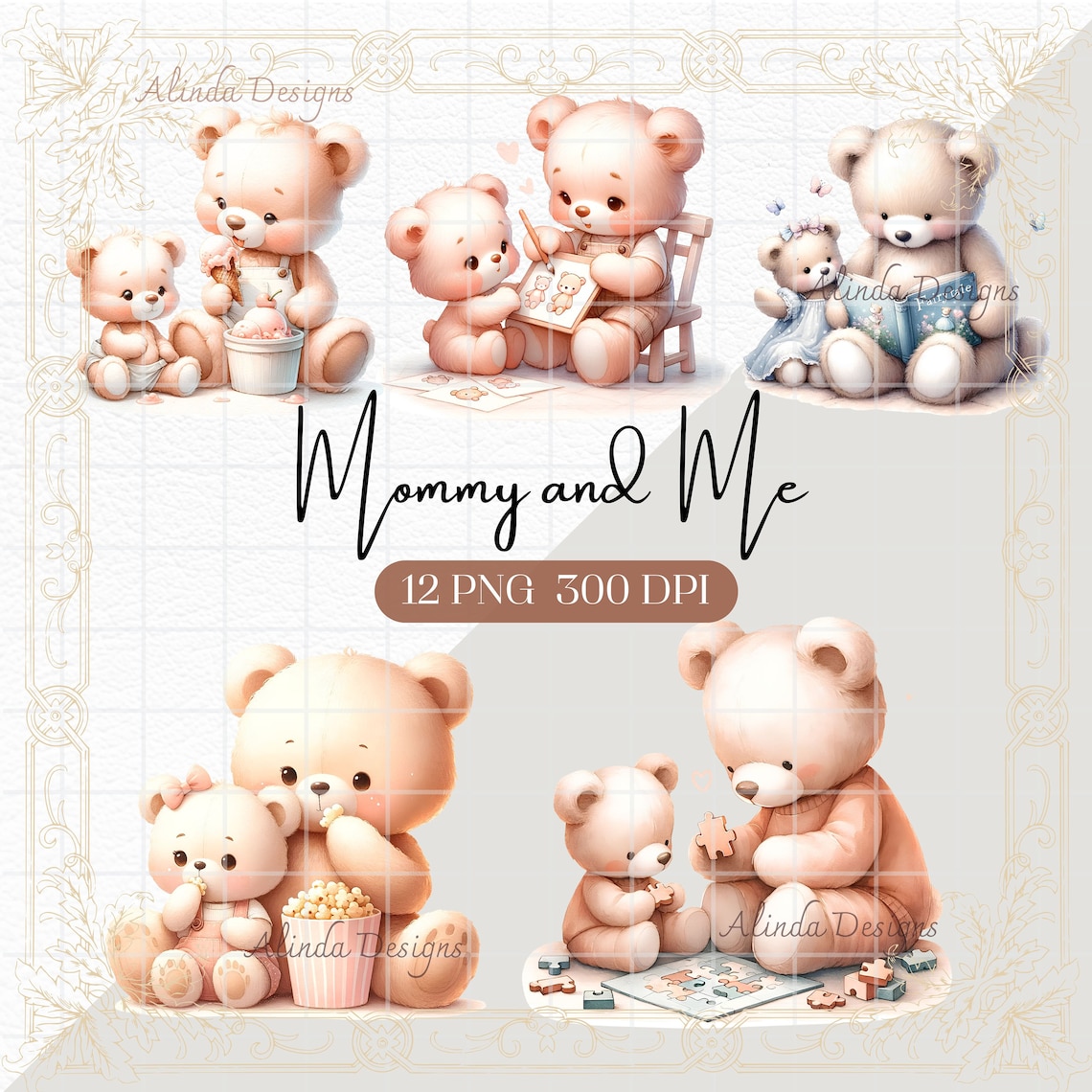 Mother's Day Teddy Bear Clipart, Digital Download, Cute Bear Graphics ...