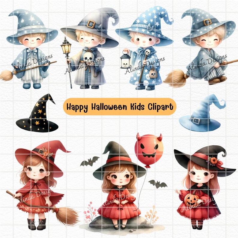 Happy Halloween Kids Clipart, Cute Spooky Halloween Illustrations ...