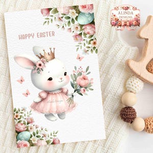 Cute Easter Bunny and Flowers Clipart, Spring Illustrations, Easter ...