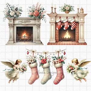 Watercolor Christmas Socks Clipart: Festive Holiday Illustrations ...