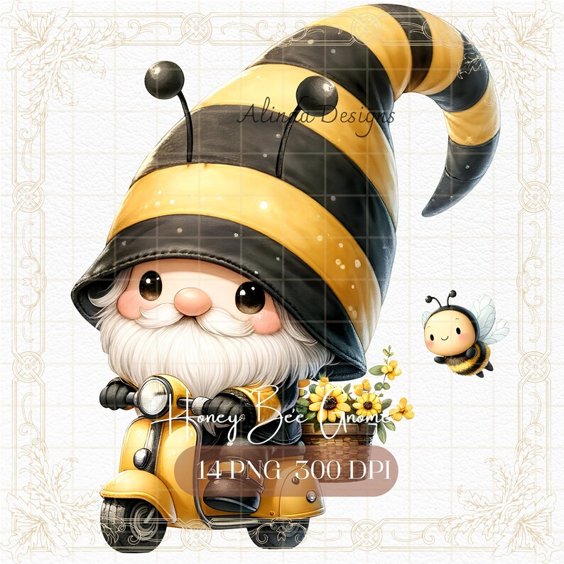 Honey Bee Gnome Clipart, Cute Bee Themed Gnome, Scrapbooking ...