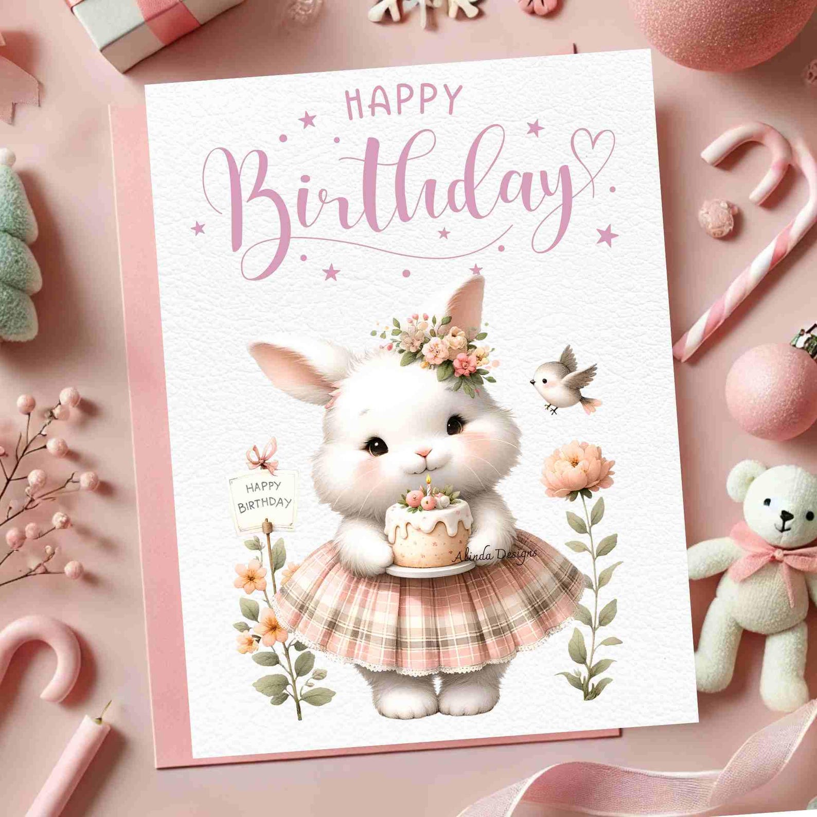 Happy Birthday Bunny Clipart, Cute Rabbit Party Graphics, Kids Birthday ...